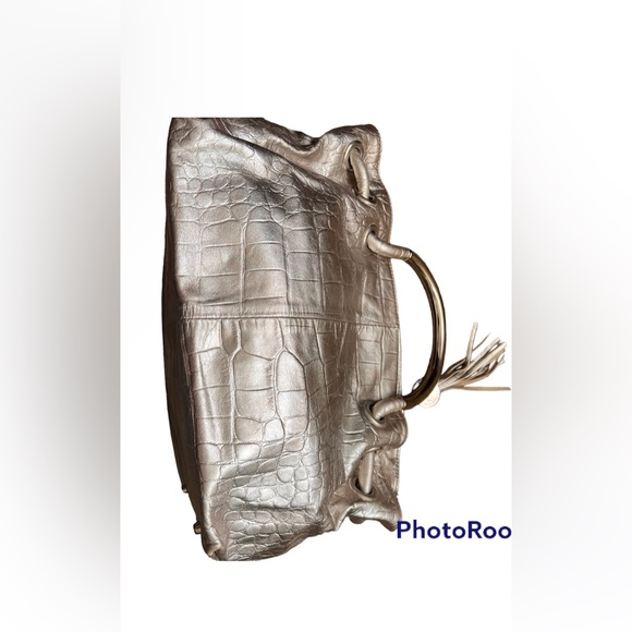 Furla | Bags | Furla Metallic Silver Genuine Leather Croc Embossed ...